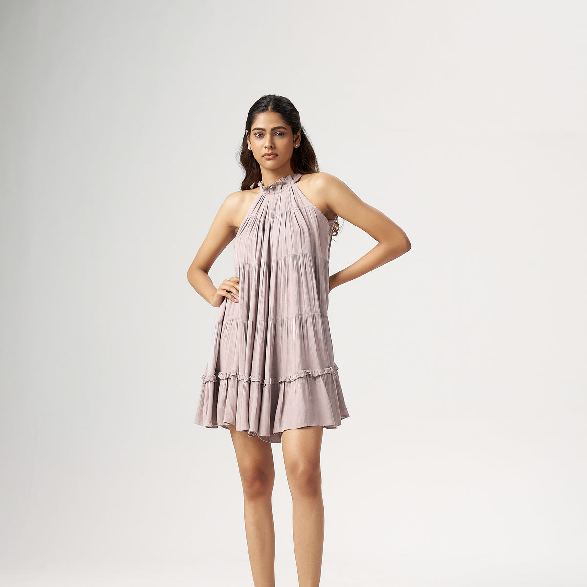 Lilac Tiered Halter Dress – Nutmeg Apparels